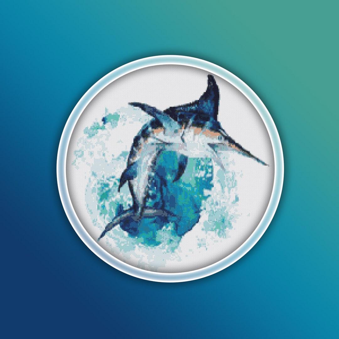 Marlin Cross Stitch Pattern 1 Instant PDF Download - Marlin Watercolor ...