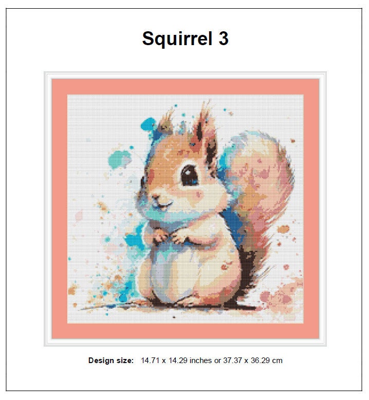 Squirrel Cross Stitch Pattern 3 Instant PDF Download - Squirrel ...
