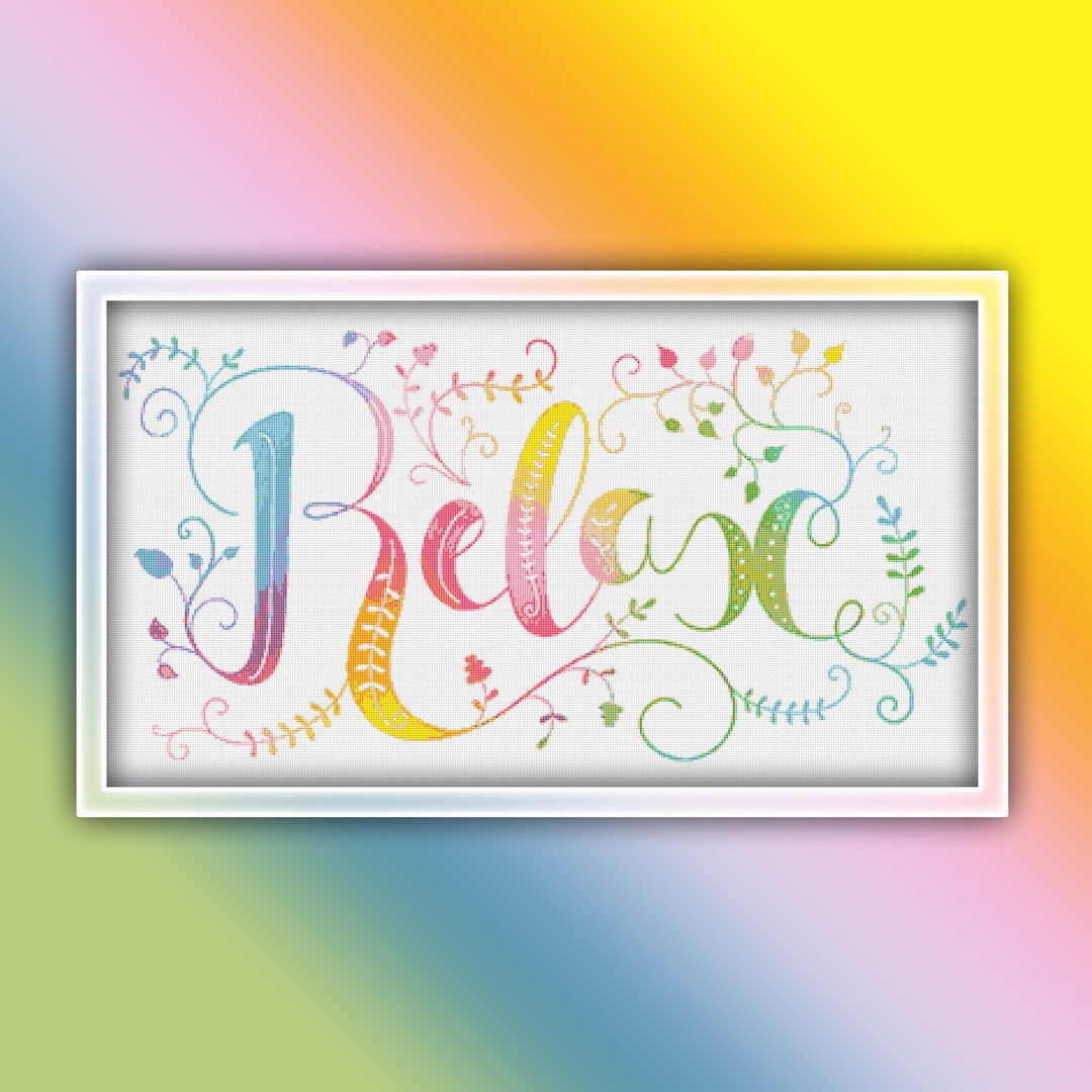 Relax Cross Stitch Pattern 1 Instant PDF Download - Yoga Watercolor ...