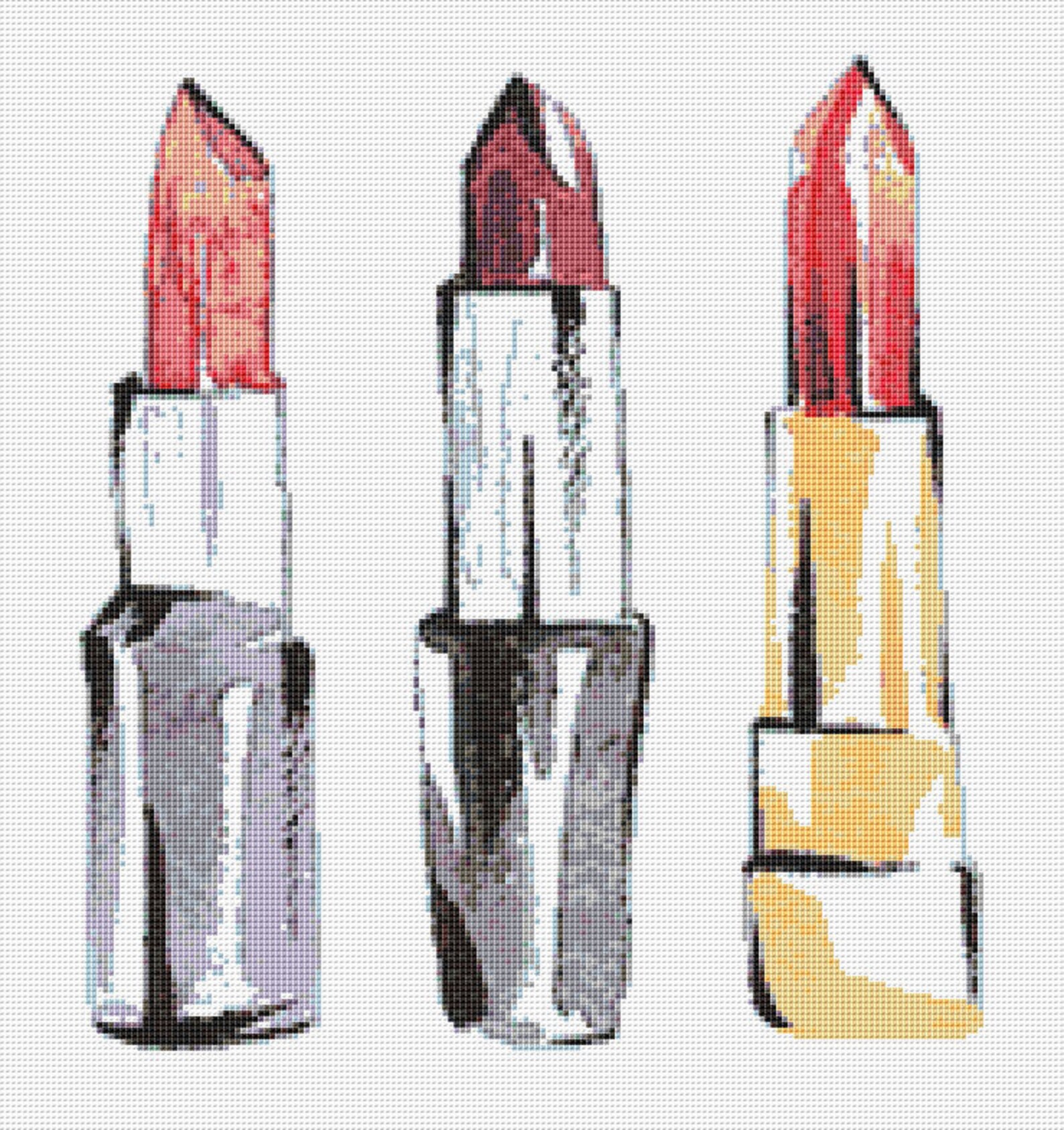 Lipsticks Cross Stitch Pattern 1 Instant PDF Download Makeup - Etsy