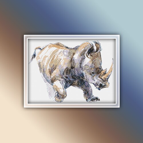 Rhino Cross Stitch Pattern 4 Instant PDF Download Rhinoceros - Etsy
