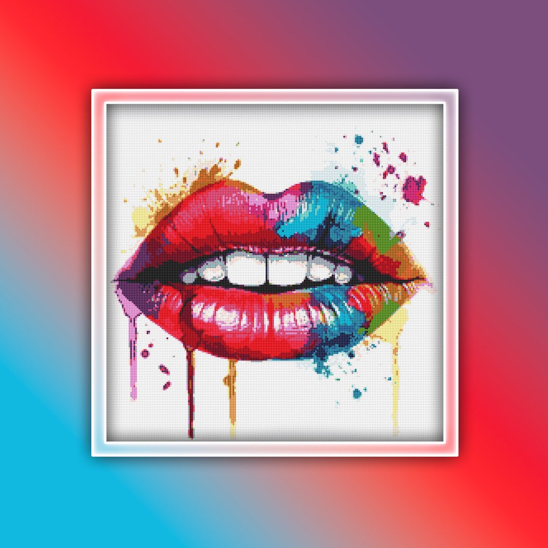 Rainbow Lips Cross Stitch Pattern 1 Instant PDF Download - Woman Lips ...