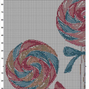 Lollipop Cross Stitch Pattern 1 Instant PDF Download - Candy Watercolor ...
