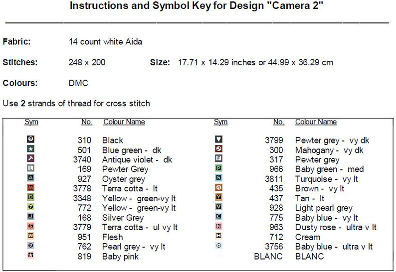 Camera Cross Stitch Pattern 2 Instant PDF Download Camera | Etsy