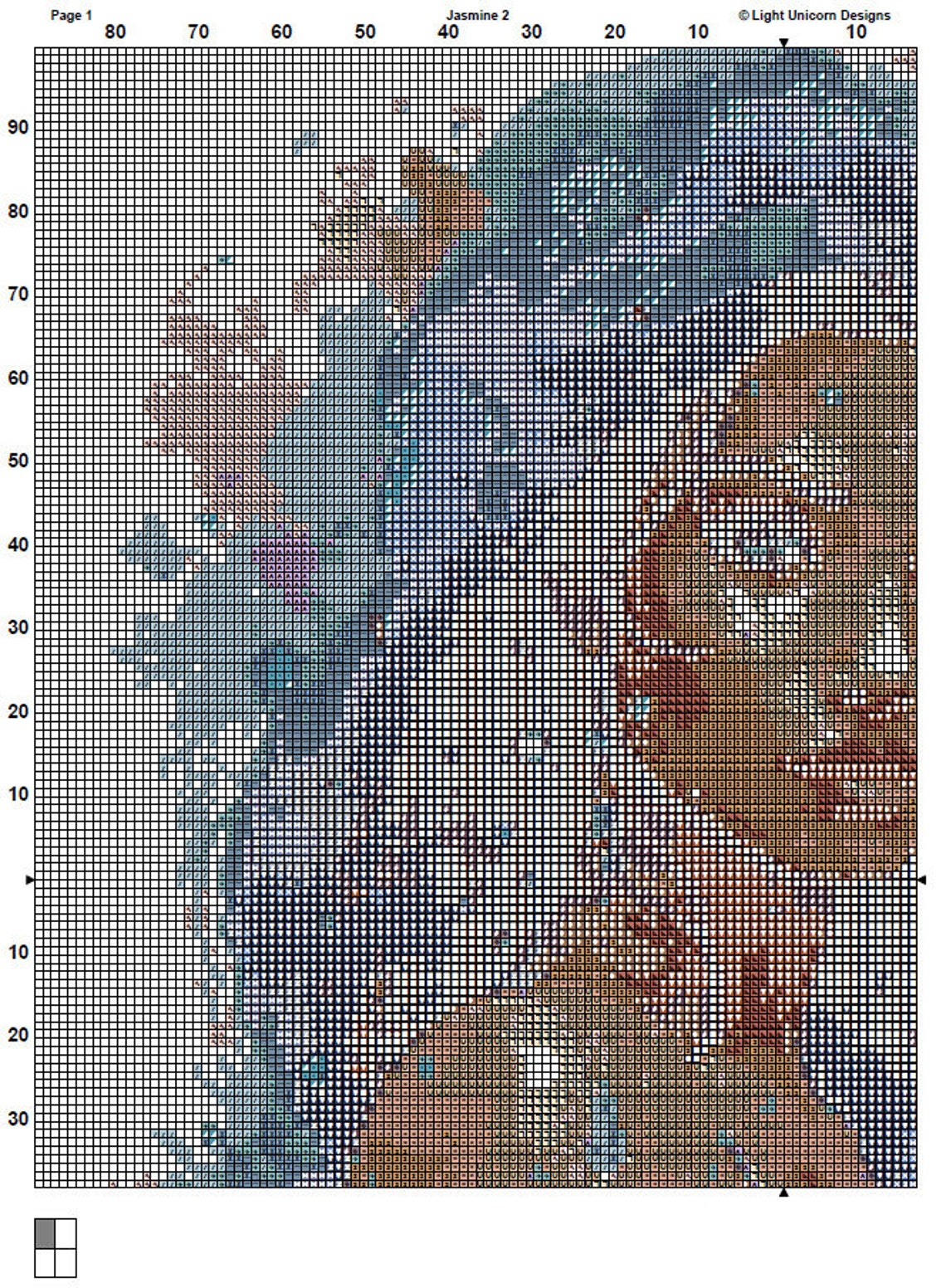 Jasmine Cross Stitch Pattern 2 Instant PDF Download - Princess ...