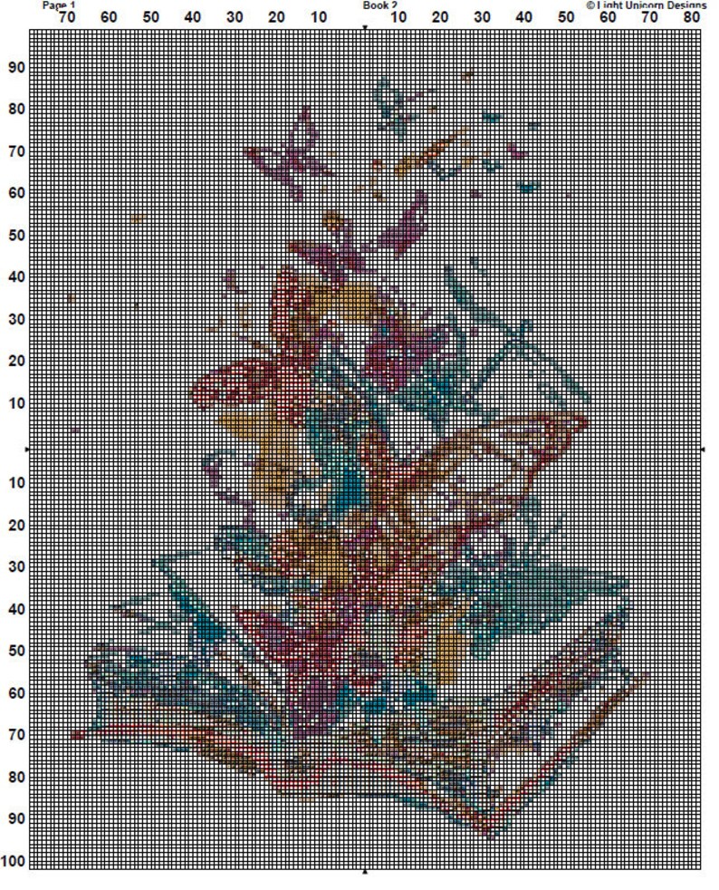 Book Cross Stitch Pattern 2 Instant PDF Download - Reading Watercolor ...