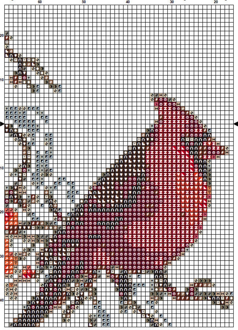 Cardinals Heart Cross Stitch Pattern 1 Instant PDF Download - Etsy