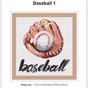 Baseball Cross Stitch Pattern 1 Instant PDF Download - Sport Watercolor ...