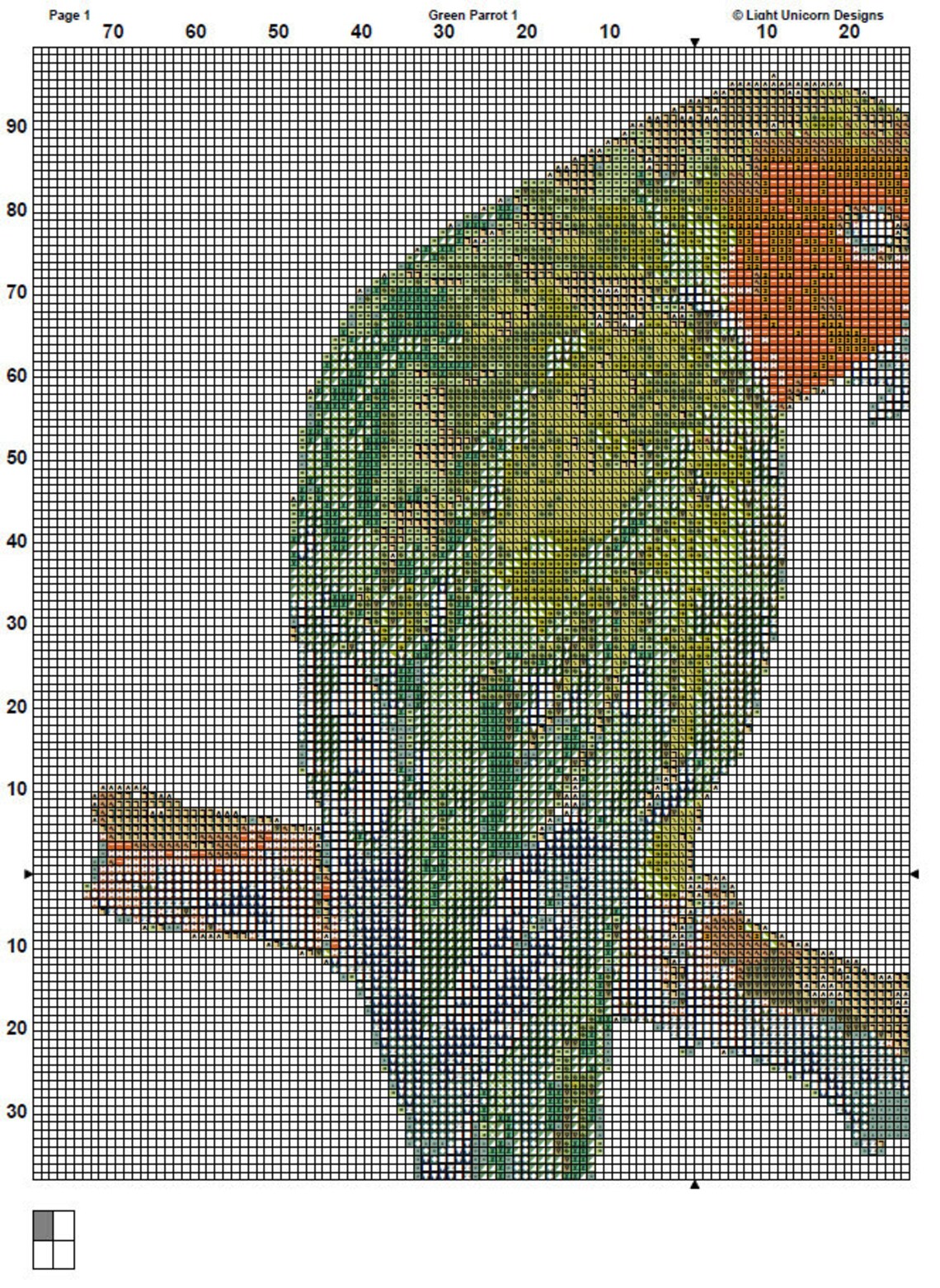 Green Parrot Cross Stitch Pattern 1 Instant PDF Download - Parrot ...