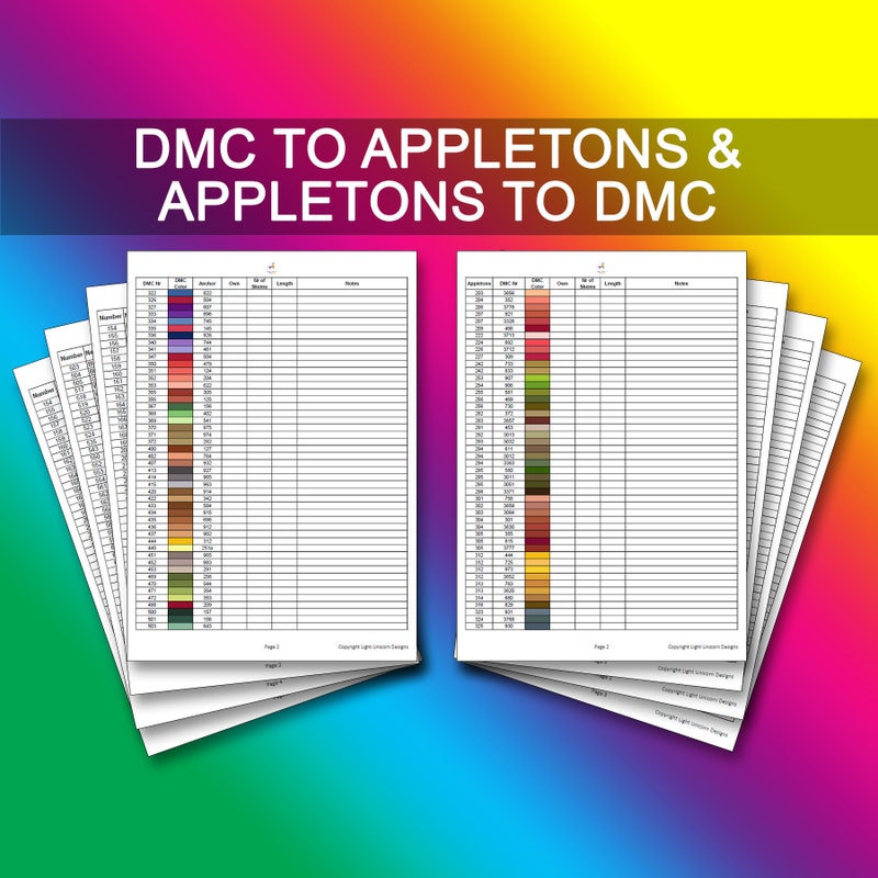 Dmc to Conversion Chart - Etsy