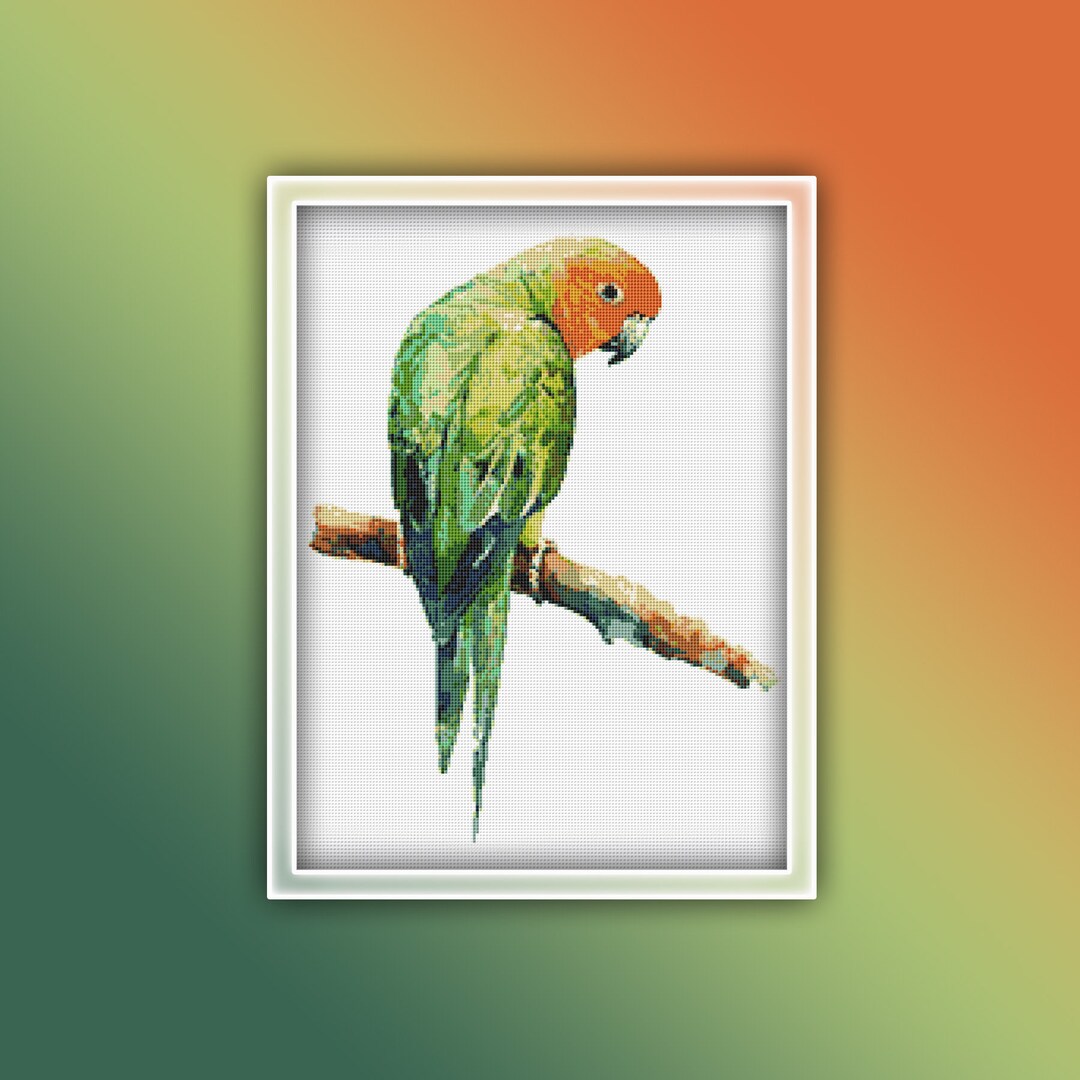 Green Parrot Cross Stitch Pattern 1 Instant PDF Download - Parrot ...