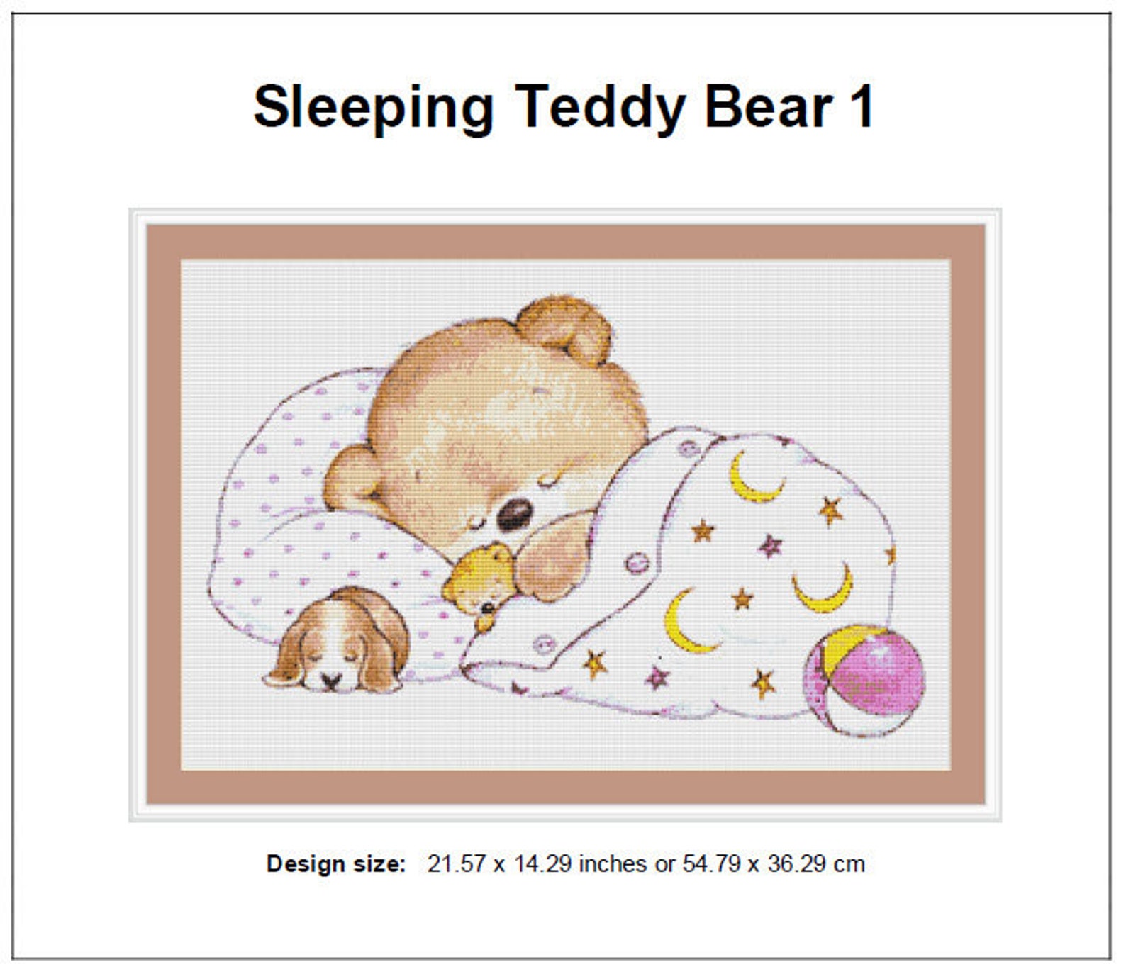Sleeping Teddy Bear Cross Stitch Pattern 1 Instant PDF - Etsy