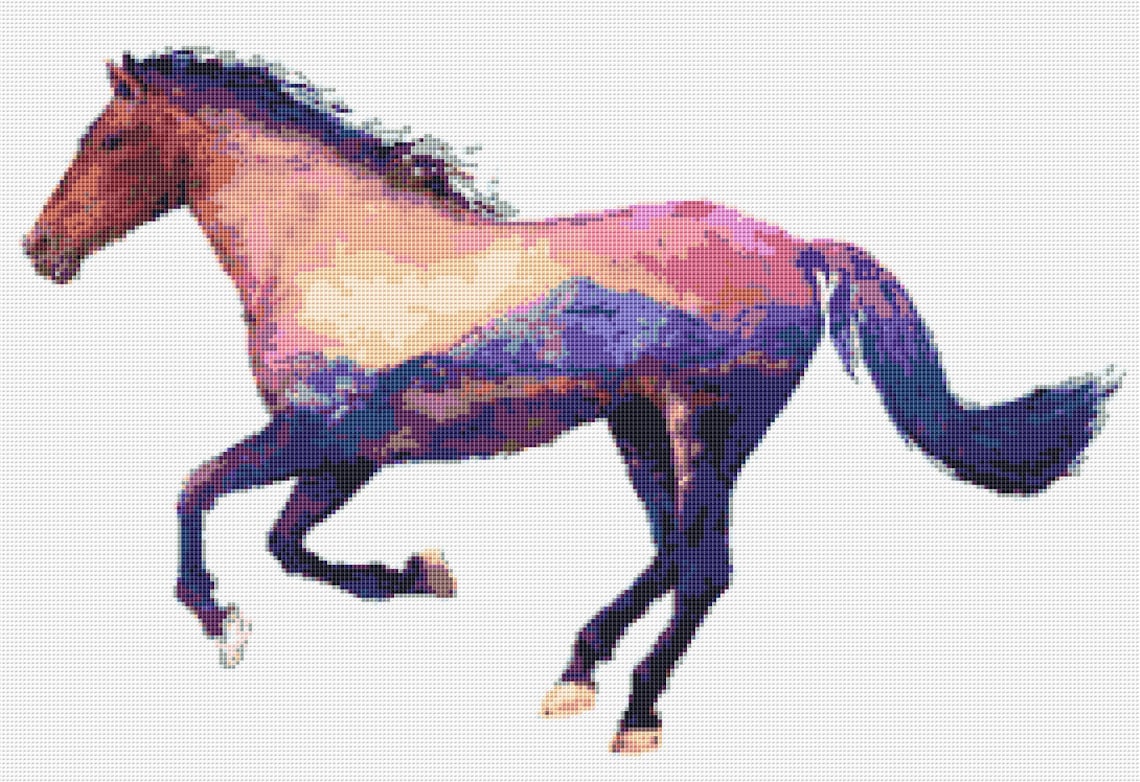 Horse Cross Stitch Pattern 20 Instant PDF Download Brown | Etsy