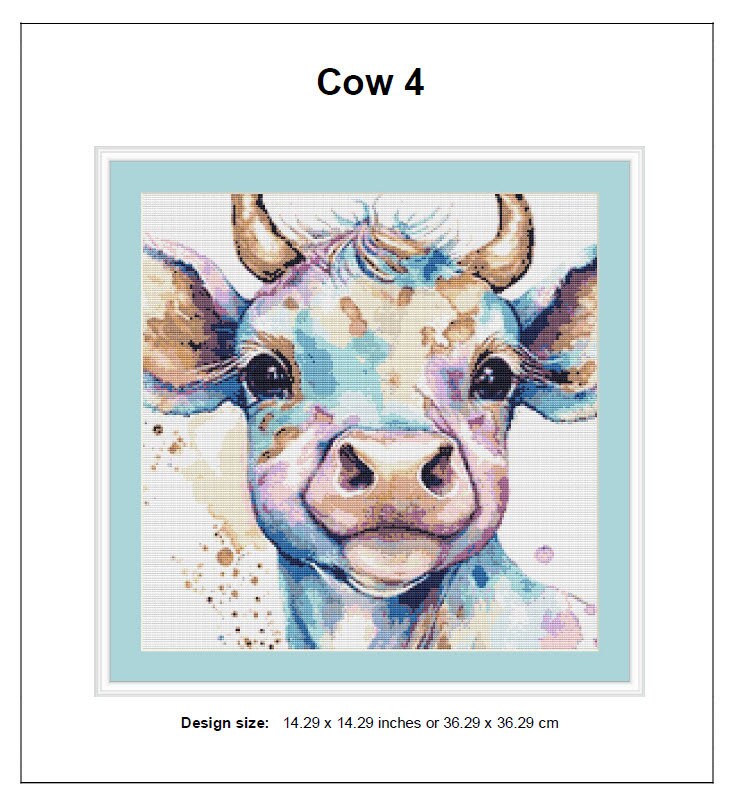 Cow Cross Stitch Pattern 4 Instant PDF Download Cow - Etsy
