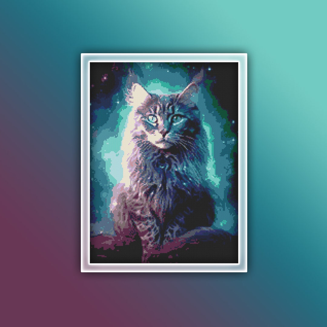 Galaxy Cat Cross Stitch Pattern 4 Instant PDF Download - Star Cat ...