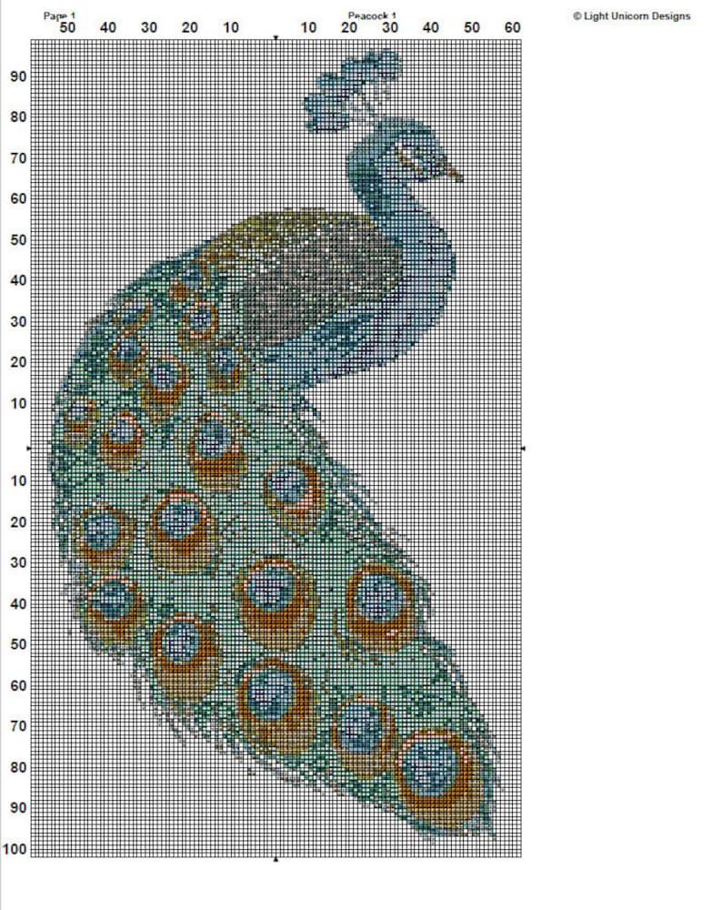 Peacock Cross Stitch Pattern 1 Instant PDF Download Peacock - Etsy