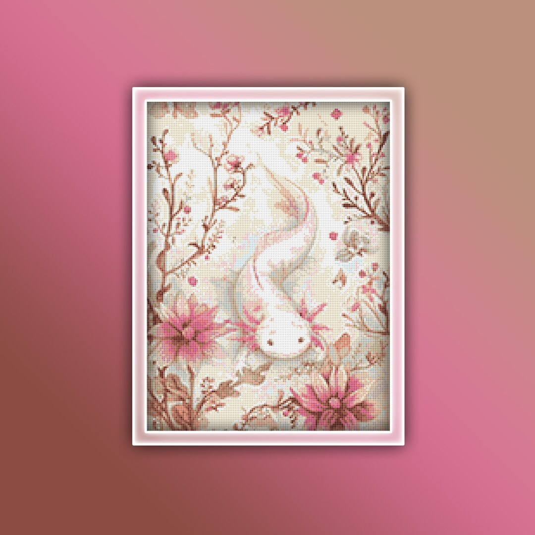 Axolotl Cross Stitch Pattern 1 Instant PDF Download - White and Pink ...