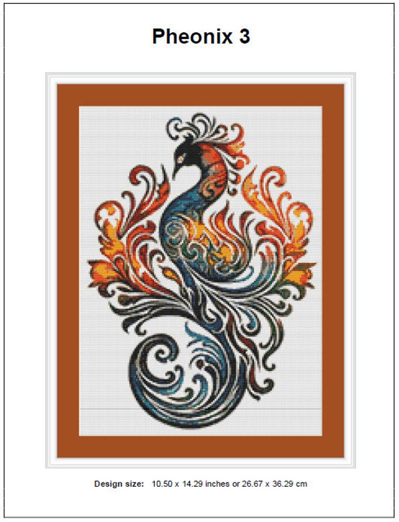 Phoenix Bird Cross Stitch Pattern 3 Instant PDF Download - Phoenix ...