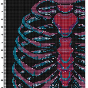 Anatomy Ribcage Cross Stitch Pattern Instant PDF Download - Watercolor ...
