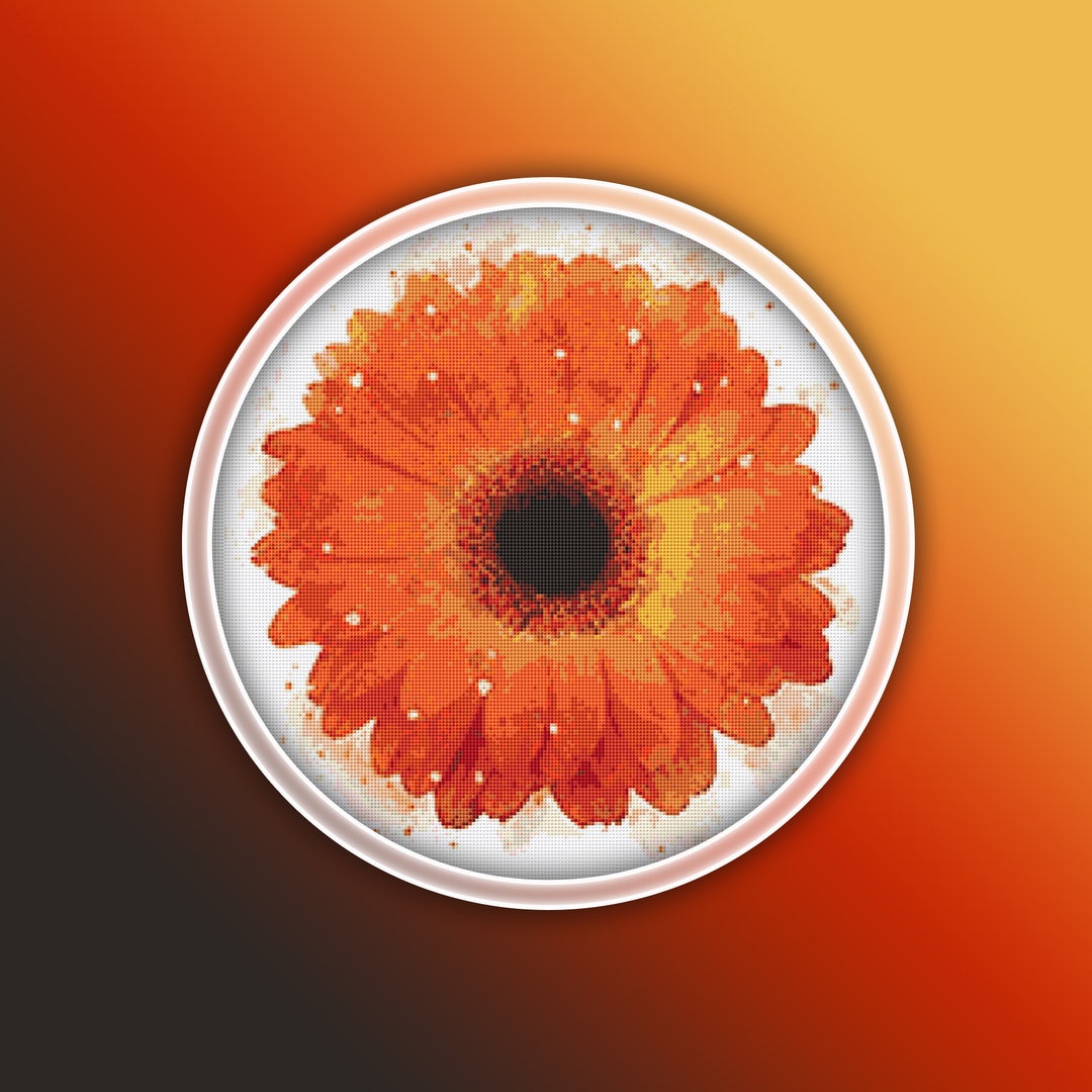 Orange Gerba Cross Stitch Pattern 1 Instant PDF Download - Orange Daisy ...