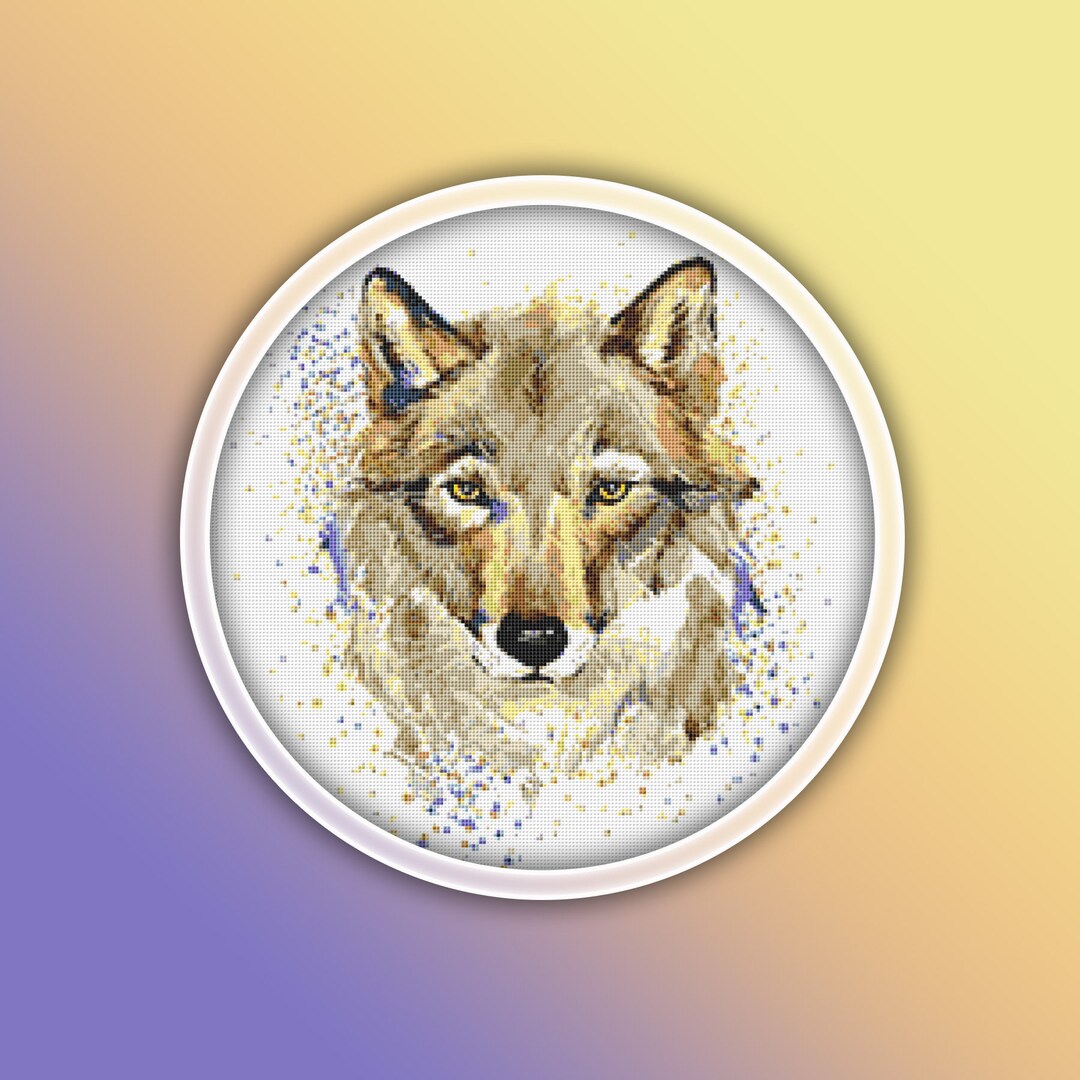 Wolf Cross Stitch Pattern 1 Instant PDF Download - Wolf Watercolor ...
