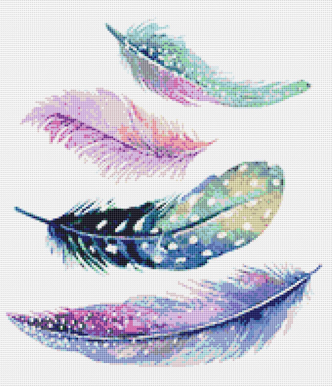 Feather Cross Stitch Pattern 8 Instant PDF Download Feather | Etsy Canada