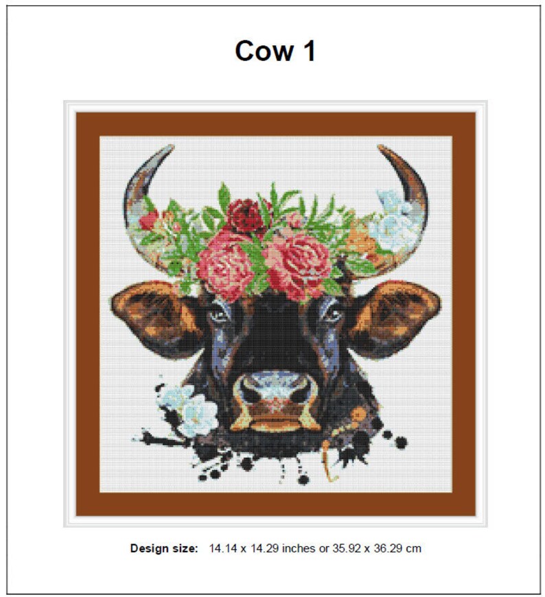 Cow Cross Stitch Pattern 1 Instant PDF Download Cow - Etsy