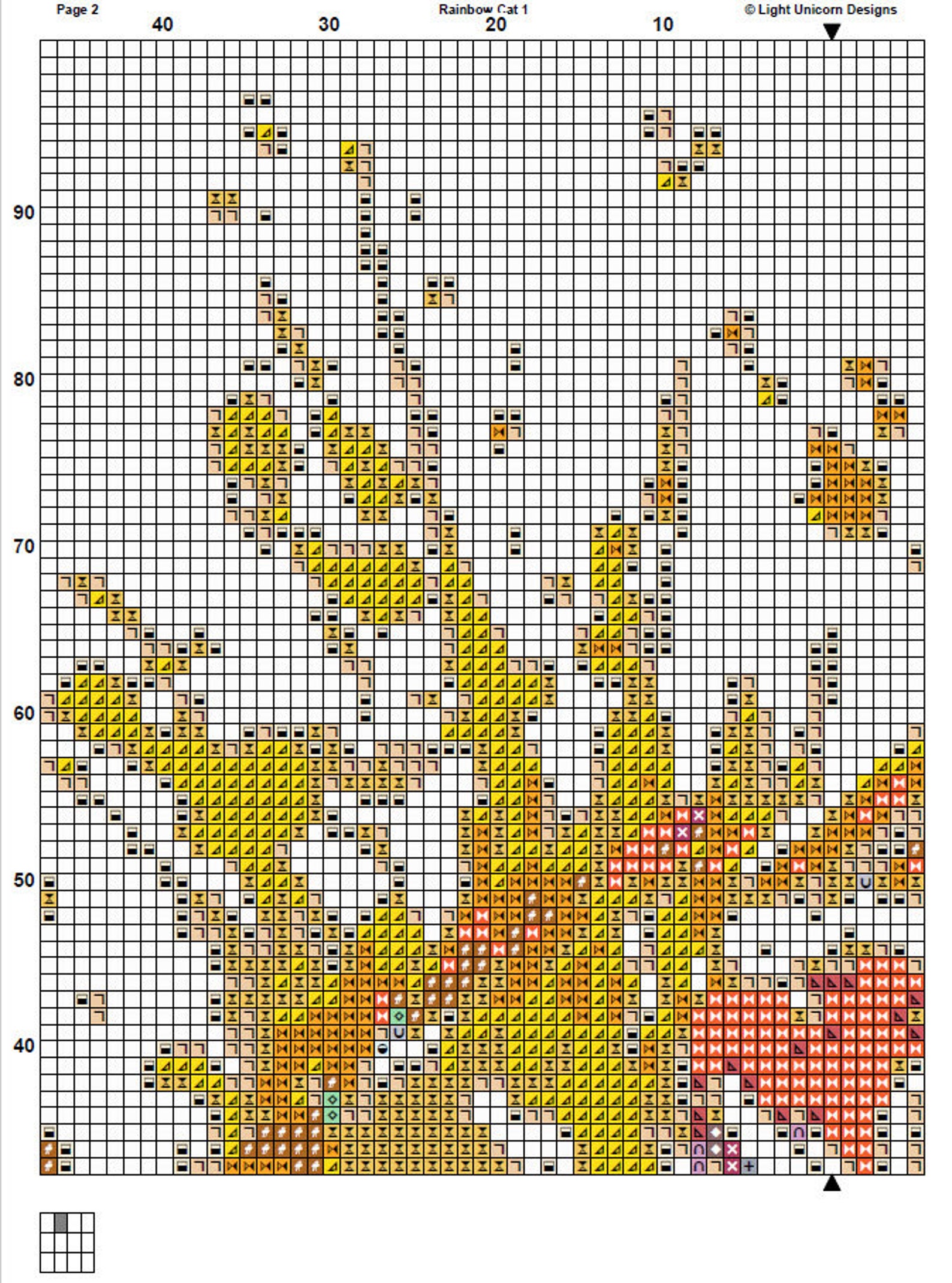 Rainbow Cat Cross Stitch Pattern 1 Instant PDF Download - Kitty ...