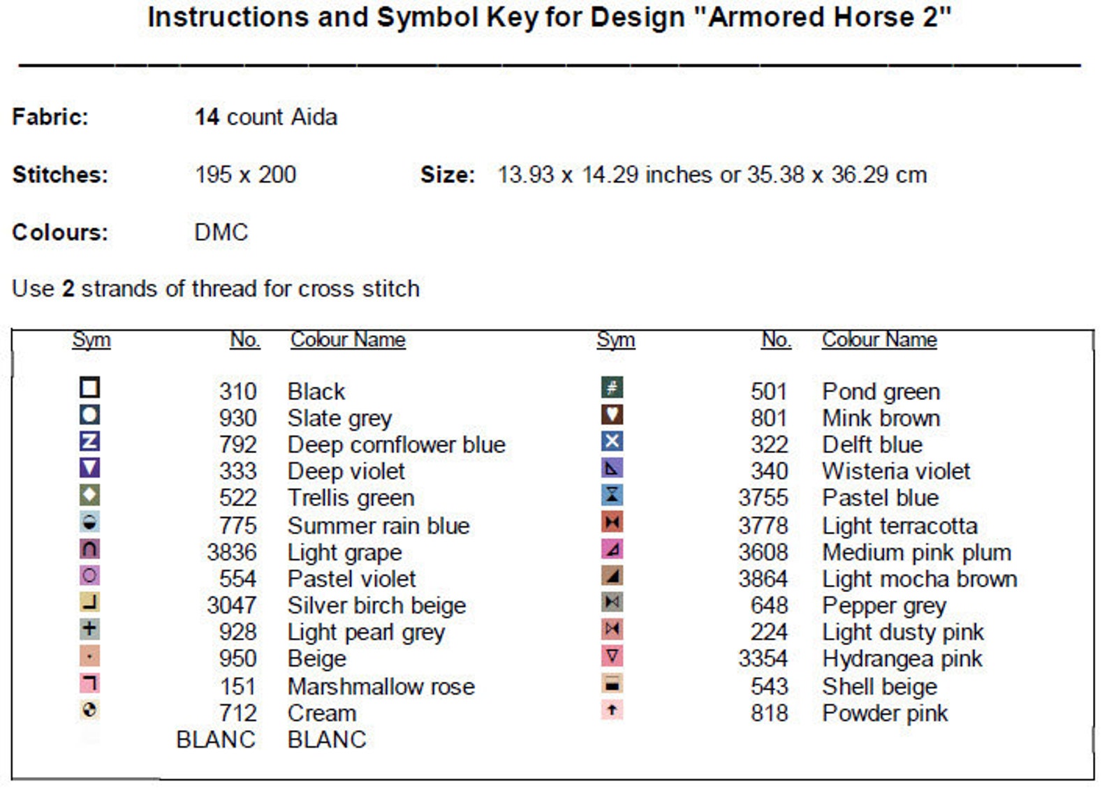 Armored Horse Cross Stitch Pattern 2 Instant PDF Download - Horse ...
