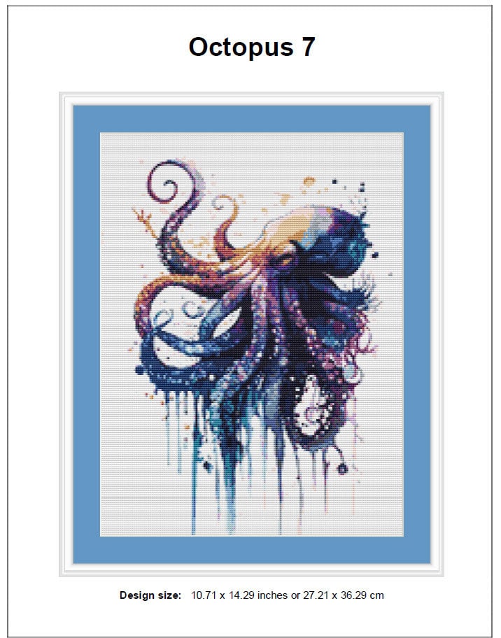 Octopus Cross Stitch Pattern 7 Instant PDF Download - Octopus ...