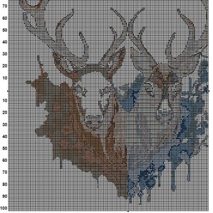 Stag Heart Cross Stitch Pattern 3 Instant PDF Download - Deer Heart ...