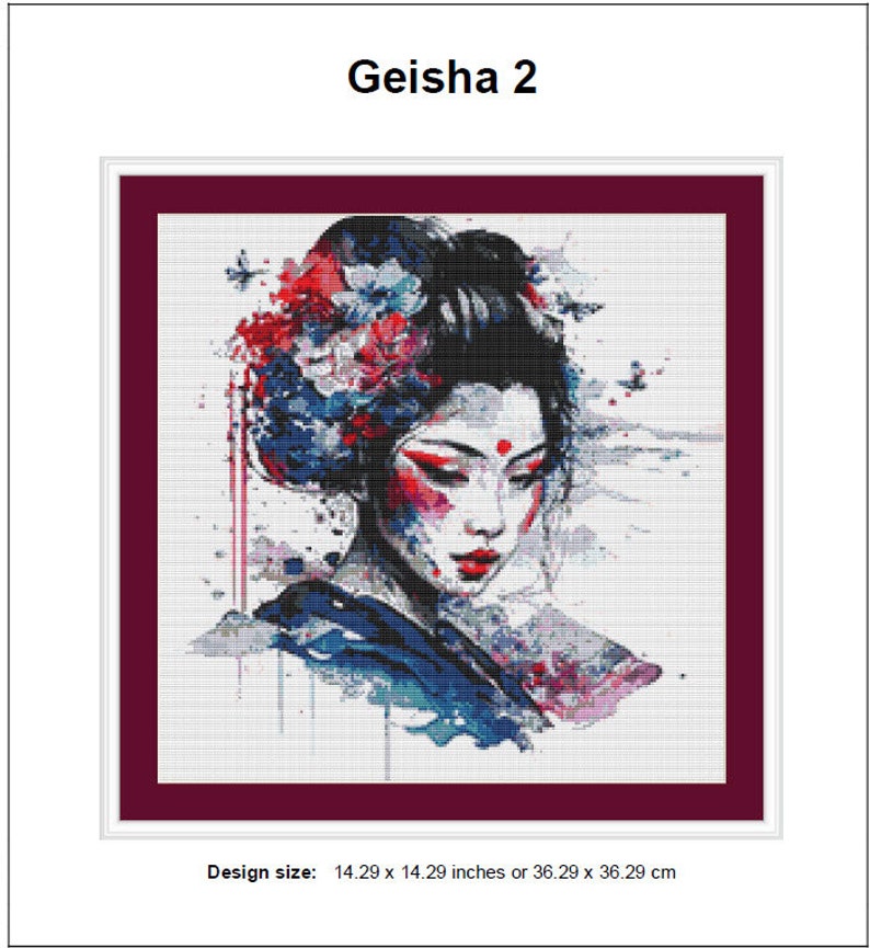 Geisha Cross Stitch Pattern 2 Instant PDF Download - Japanese Woman ...