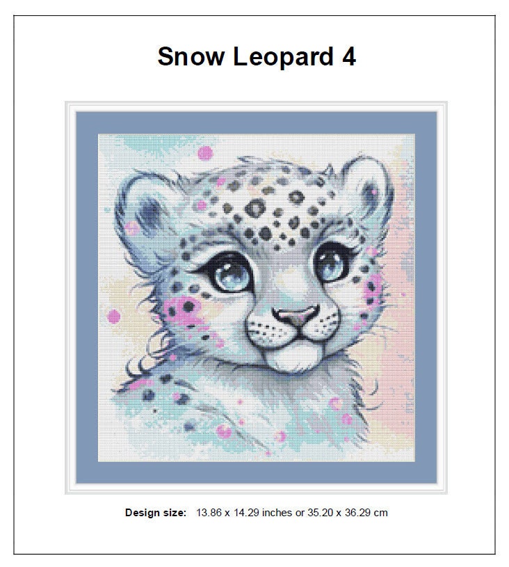 Snow Leopard Cross Stitch Pattern 4 Instant PDF Download - Etsy