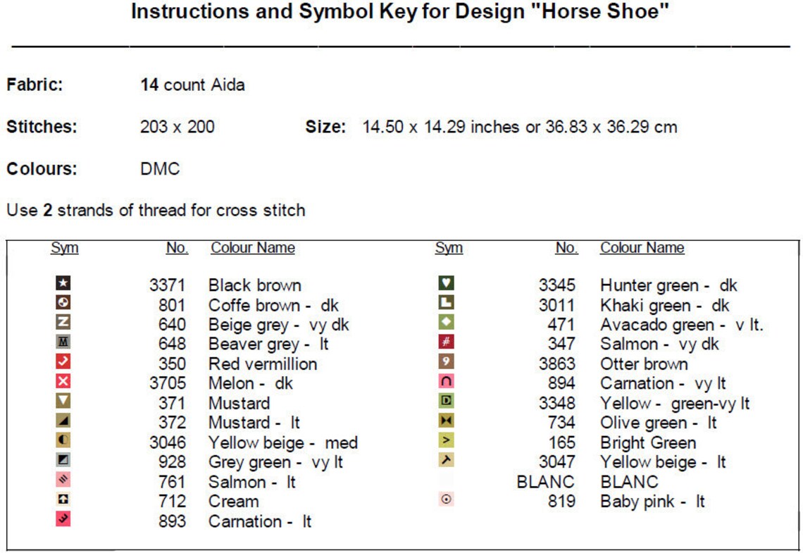 Horse Shoe Cross Stitch Pattern Instant PDF Download - Etsy