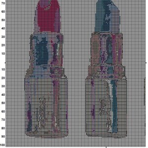 Lipstick Cross Stitch Pattern 2 Instant PDF Download - Makeup ...