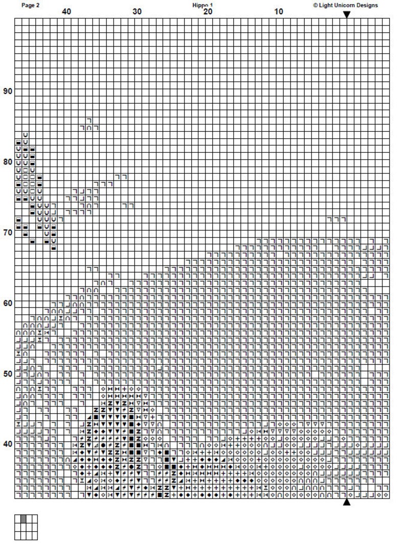 Hippo Cross Stitch Pattern 1 Instant PDF Download - Etsy
