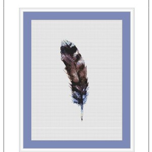Feather Cross Stitch Pattern 1 Instant PDF Download- Feather Watercolor ...