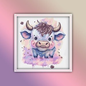 Cow Cross Stitch Pattern 13 Instant PDF Download Cow Calf Watercolor ...