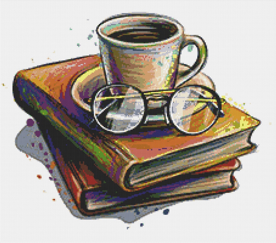 Book Cross Stitch Pattern 5 Instant PDF Download Reading - Etsy