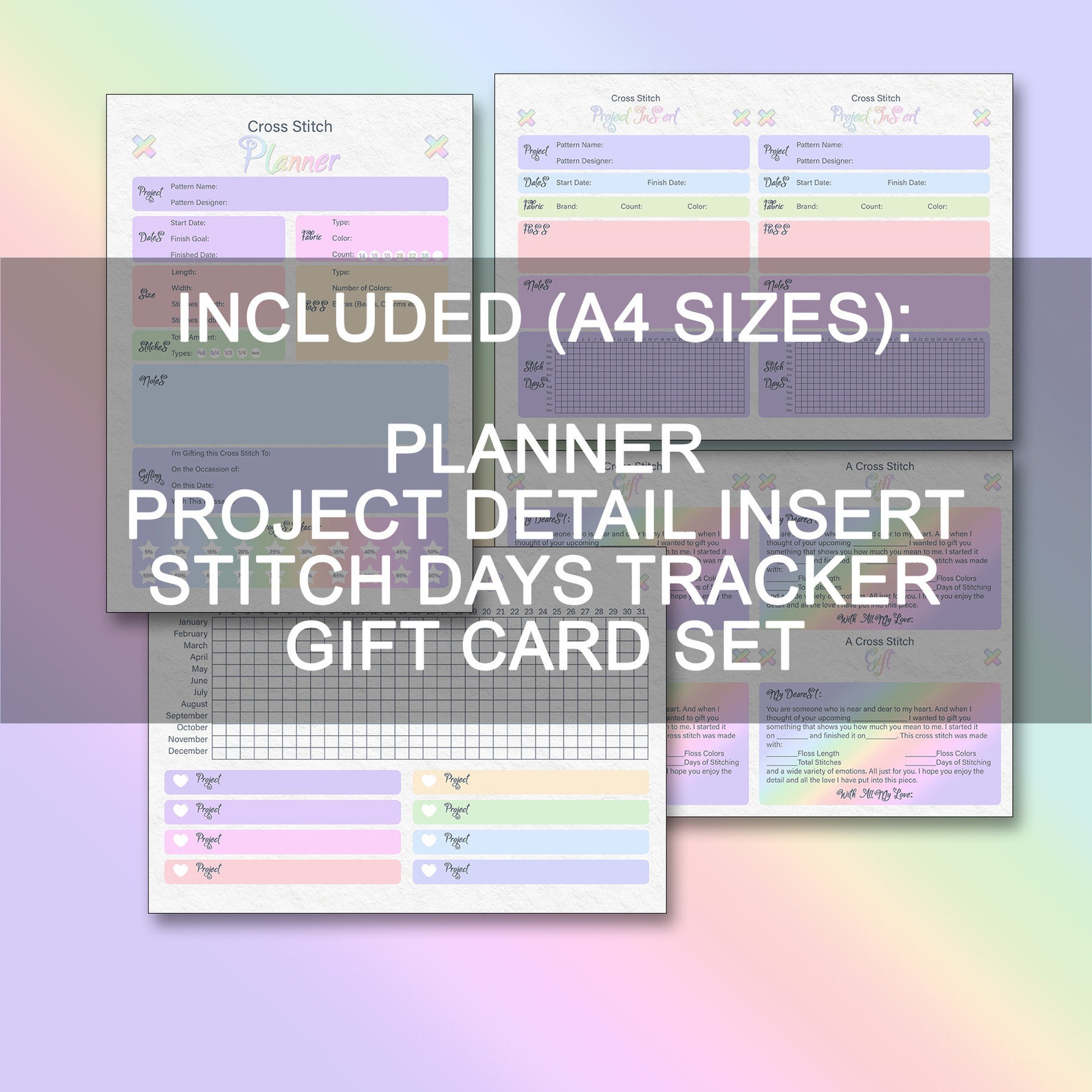 Rainbow Cross Stitch Planner Pages PDF Instant Download | Cross Stitch ...