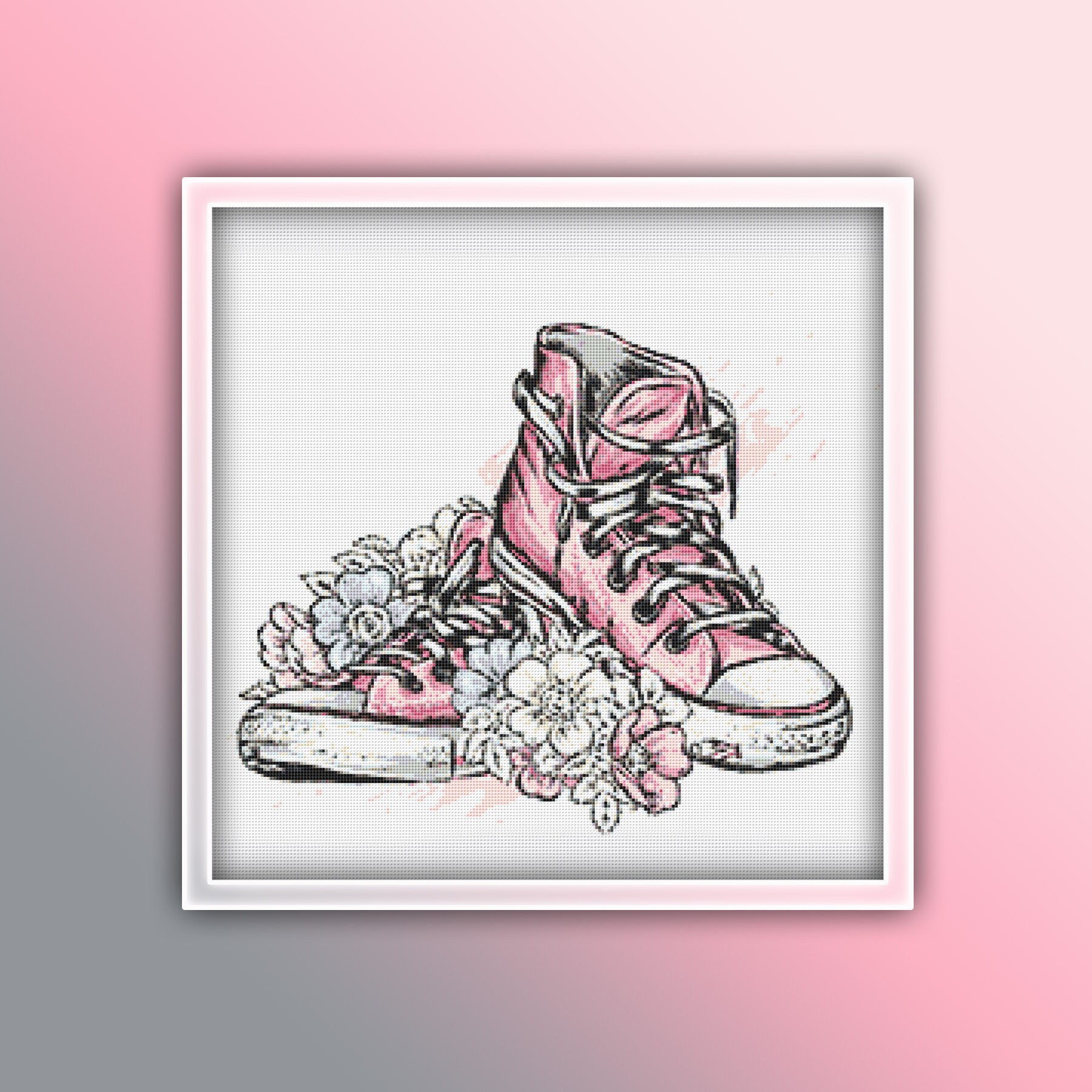 Pink Sneakers Cross Stitch Pattern 2 Instant PDF Download - Etsy