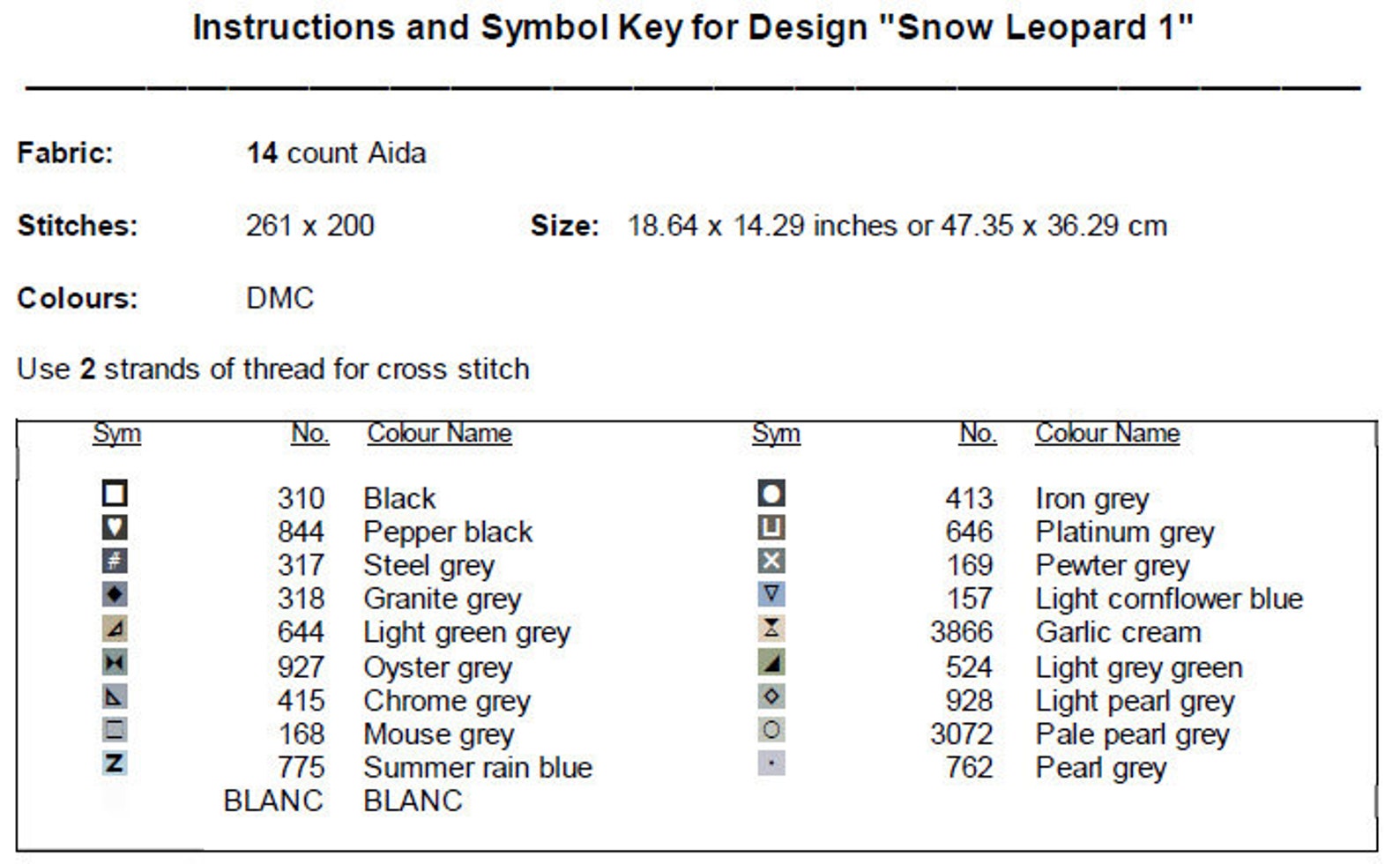 Snow Leopard Cross Stitch Pattern 1 Instant PDF Download - Etsy