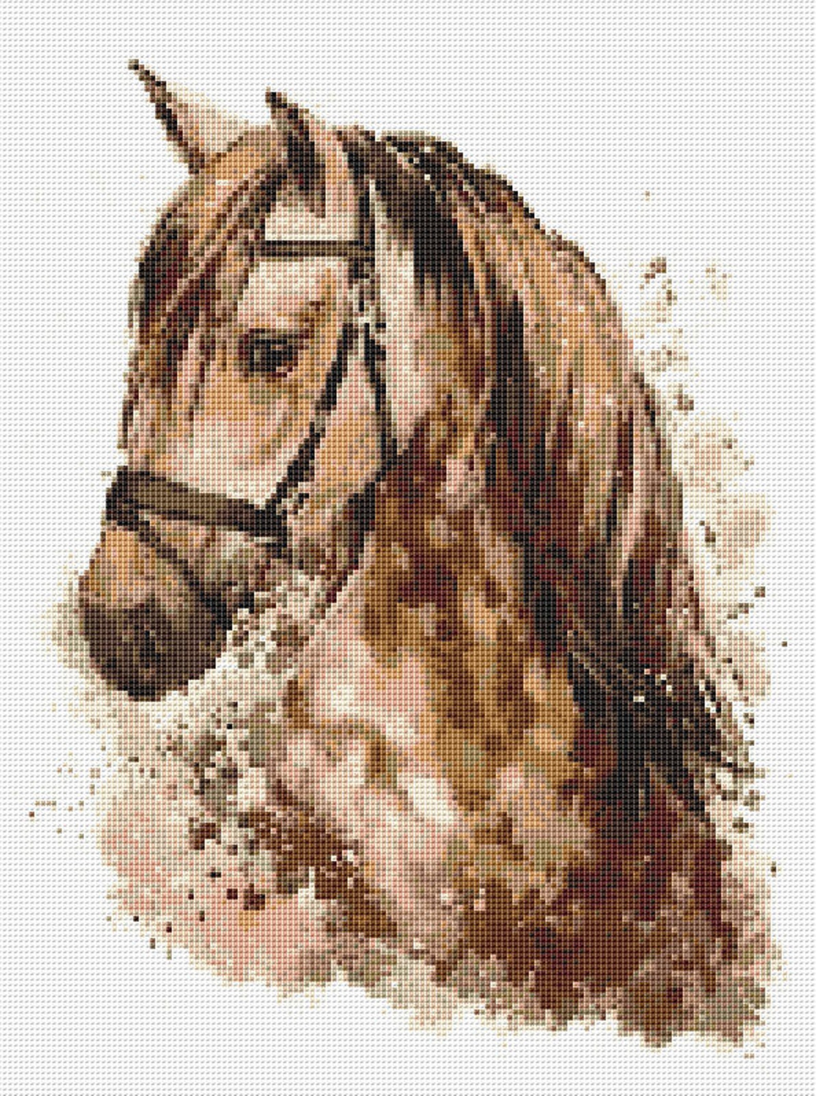 Horse Cross Stitch Pattern 13 Instant PDF Download Brown - Etsy
