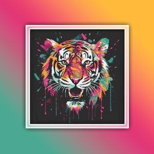 Tiger Cross Stitch Pattern 3 Instant PDF Download - Tiger Watercolor ...