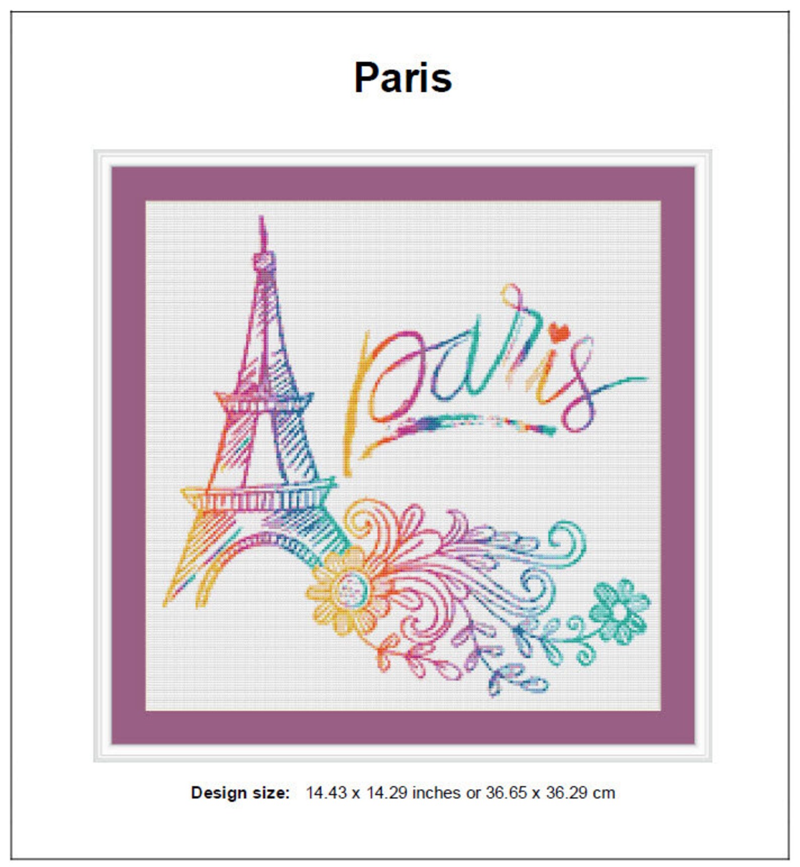 Paris Cross Stitch Pattern 1 Instant PDF Download - Eiffel Tower ...