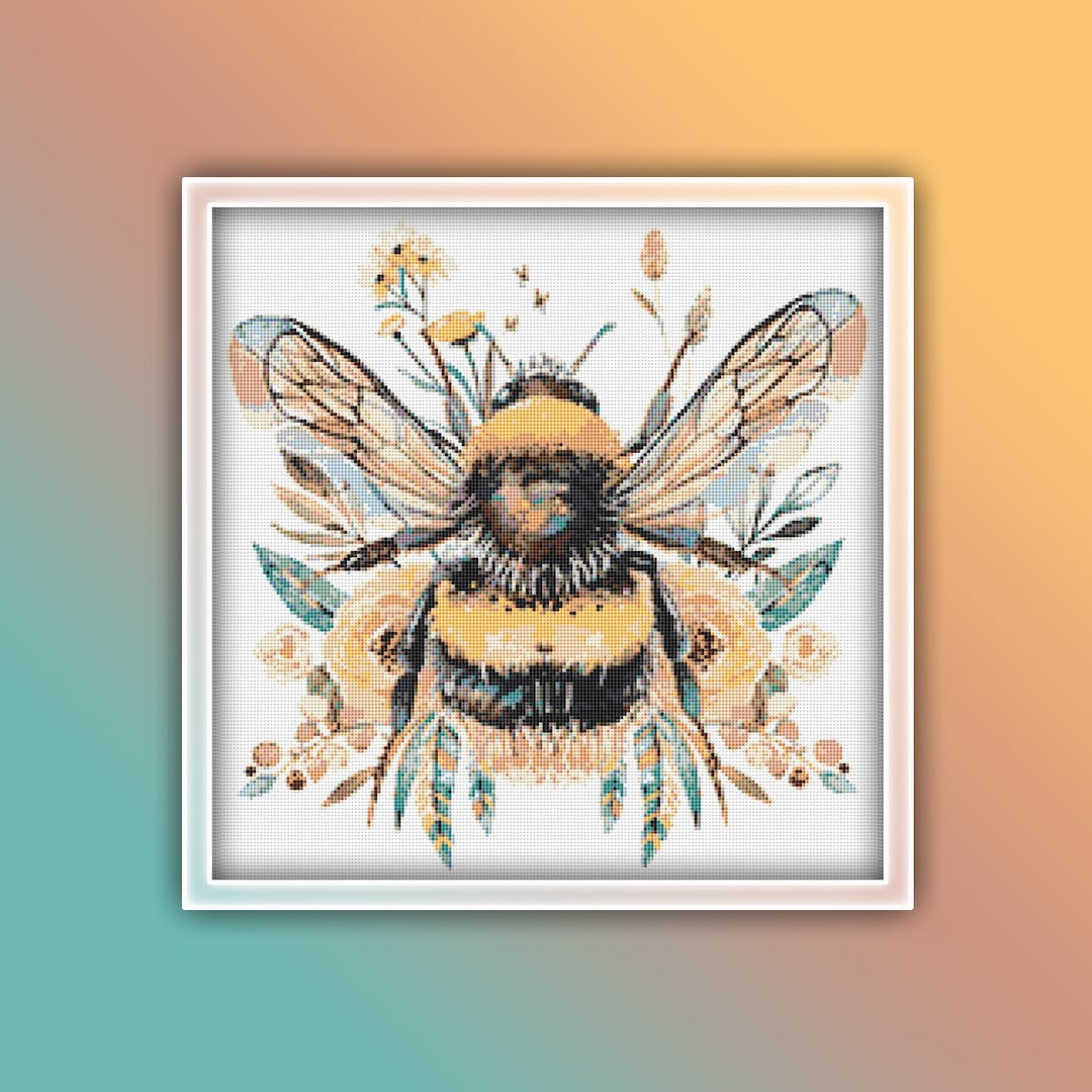 Boho Bee Cross Stitch Pattern 1 Instant PDF Download - Honey Bee ...