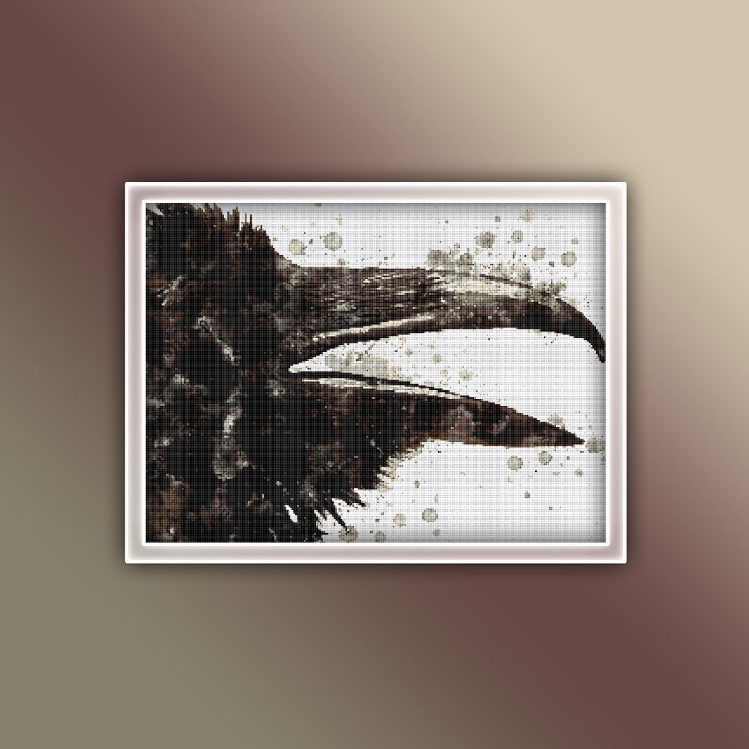 Raven Cross Stitch Pattern Instant PDF Download - Raven Watercolor ...