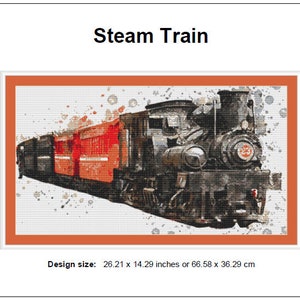 Steam Train Cross Stitch Pattern Instant PDF Download - Steam Train ...