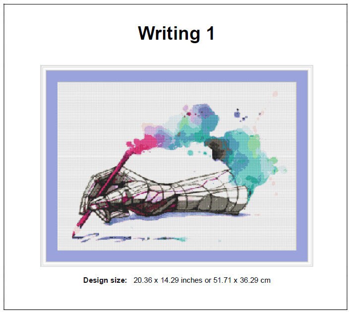 Writing Cross Stitch Pattern 1 Instant PDF Download Writer - Etsy