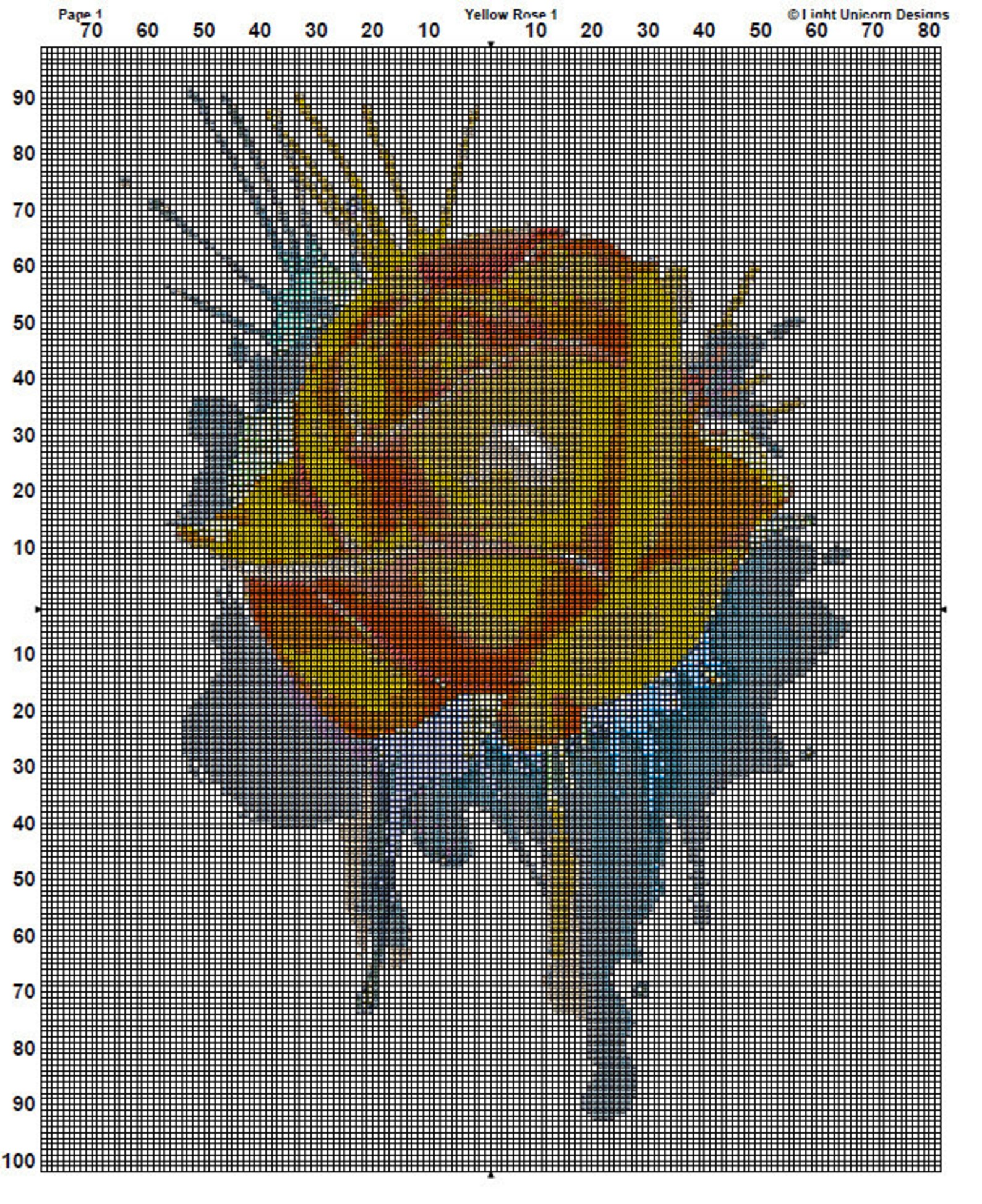 Yellow Rose Cross Stitch Pattern 1 Instant PDF Download - Rose ...